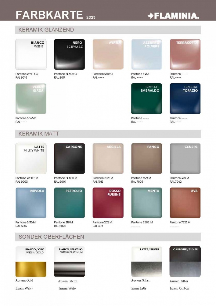 FLAMINIA · Produkte · Sonstige, Farben und Pflegehinweise · FARBEN ...